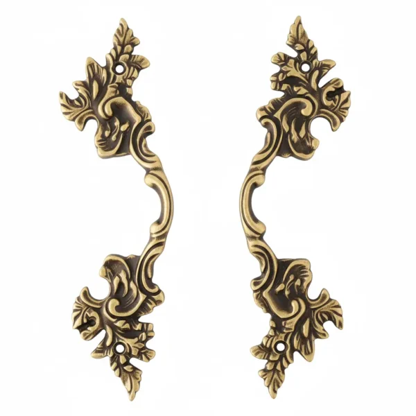 Extra Long Vintage Acanthus Leaf Handle Set, Curved Furniture Pulls ...